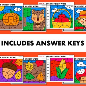 Kindergarten Sight Words Color by Code Worksheets Learn to Read ...