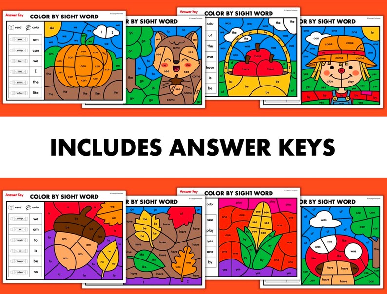 Kindergarten Sight Words Color by Code Worksheets (Instant Download) - Etsy