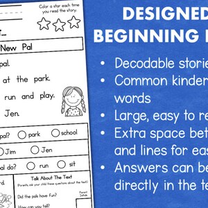 Kindergarten at Home Reading Worksheets Comprehension Passages ...