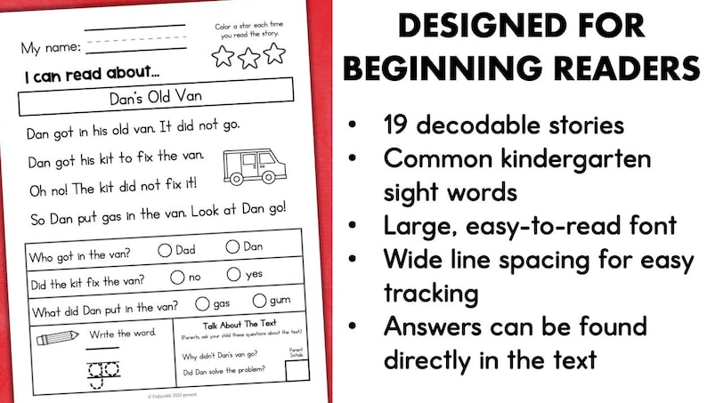 Kindergarten at Home Reading Worksheets - Sight Word Stories and ...