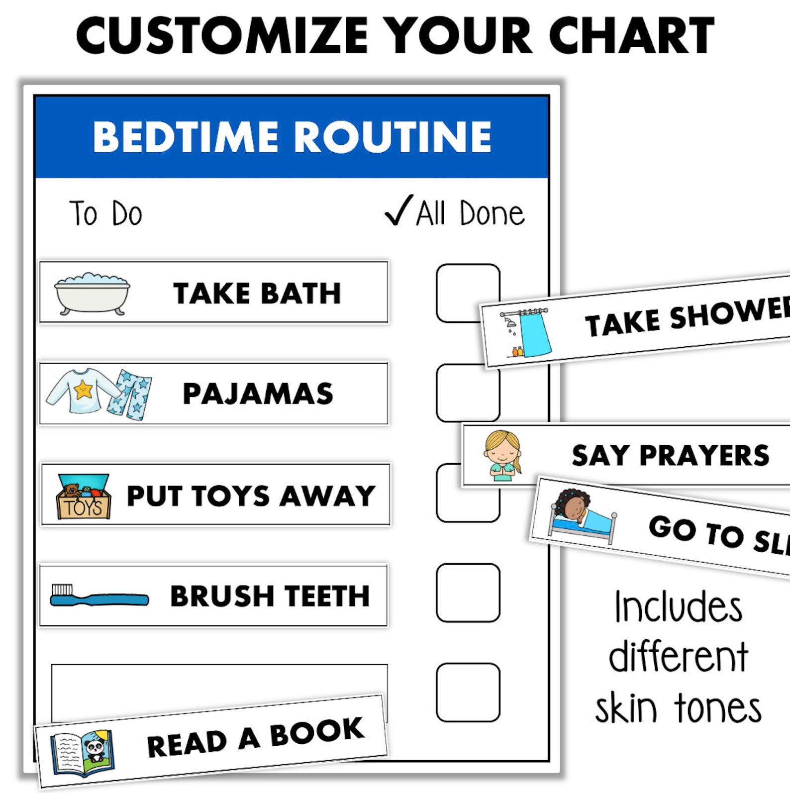 Daily Routines Checklist Chart Printable Morning and Bedtime Visual ...