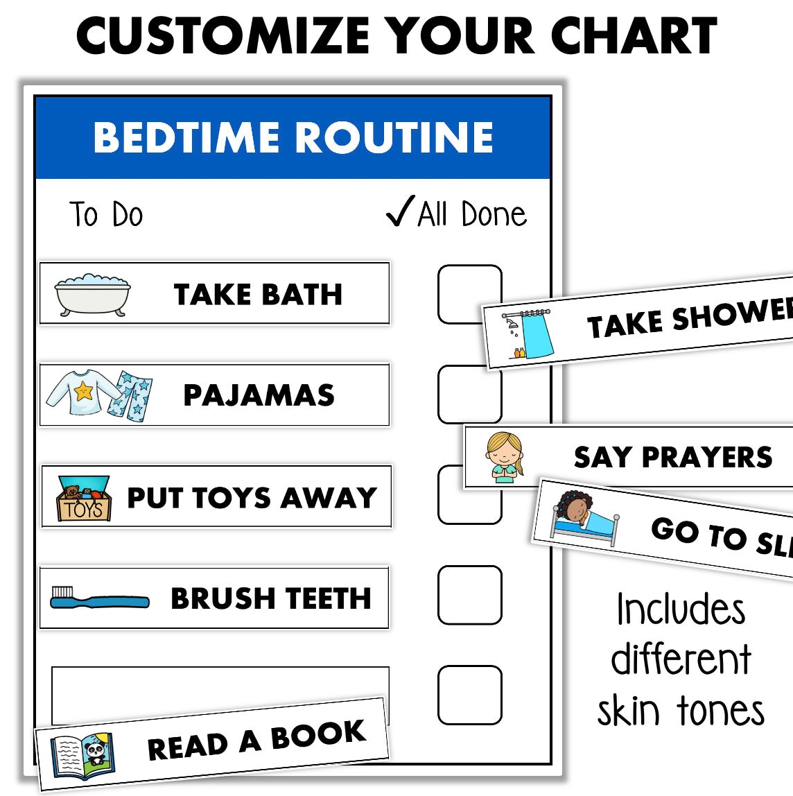 Daily Routines Checklist Chart Printable Morning and Bedtime - Etsy UK
