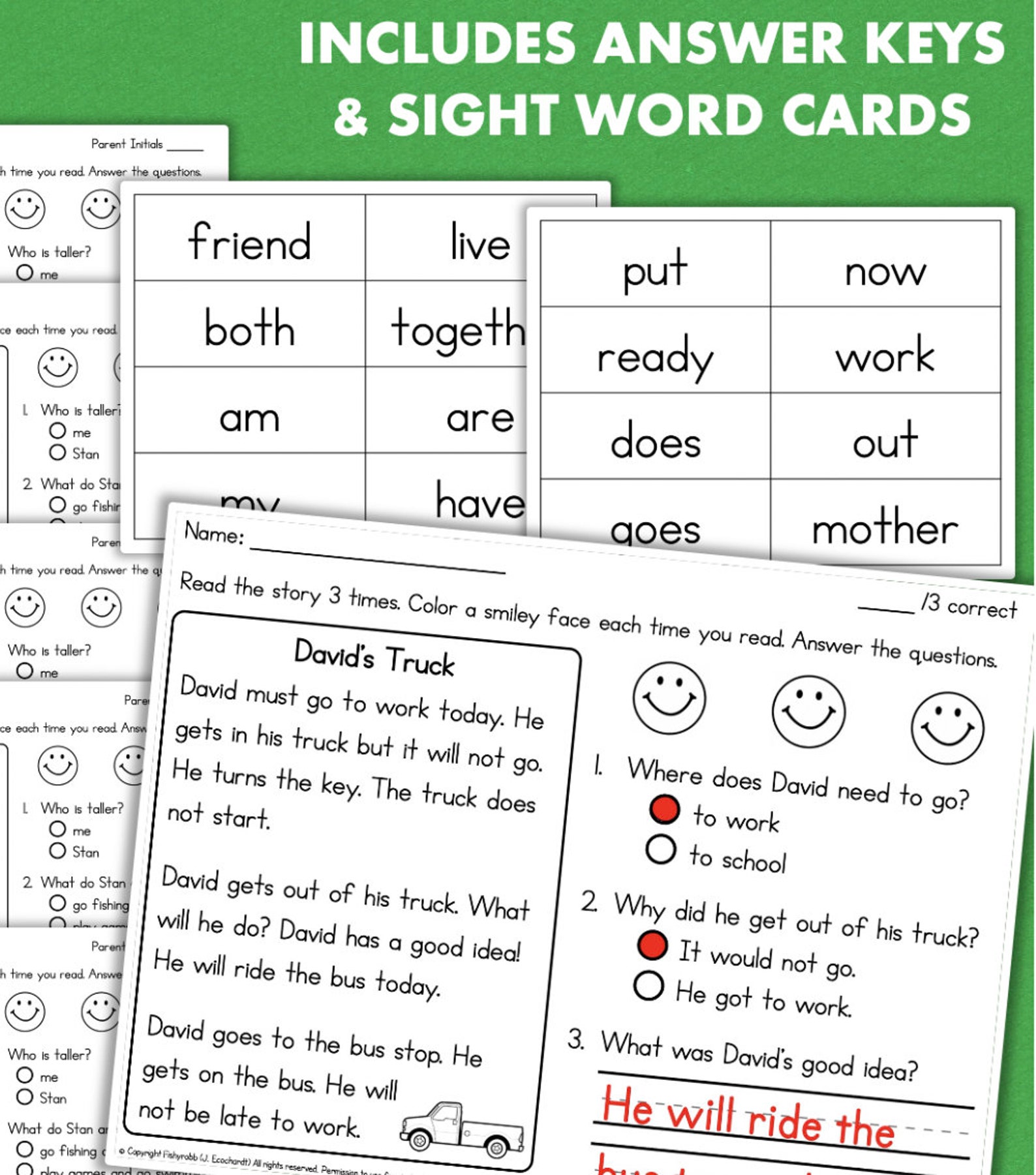 First Grade Reading Comprehension Worksheets Decodable Stories With ...