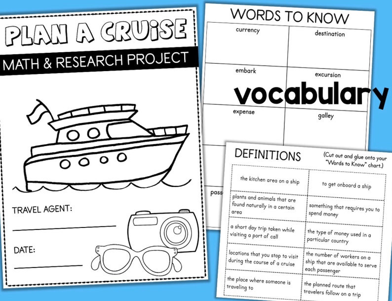 Plan A Cruise Vacation 4th Grade Math Practice and Geography Research ...