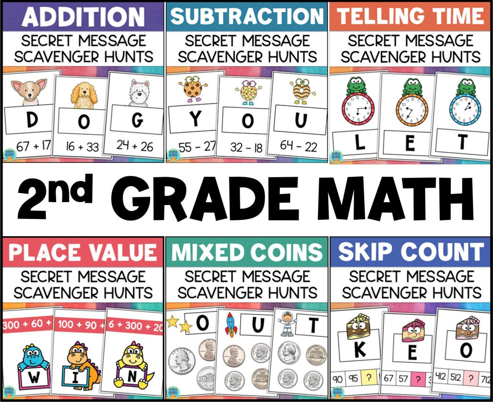 2nd Grade Math Activities BUNDLE Addition Subtraction Telling - Etsy
