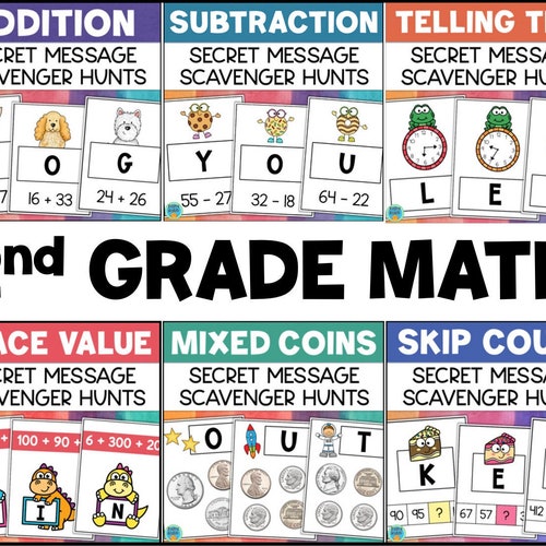 2nd Grade Math Activities BUNDLE Addition Subtraction Telling - Etsy