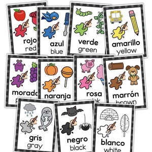 Los Colores SPANISH Color Posters Bilingual Spanish Classroom Decor - Etsy