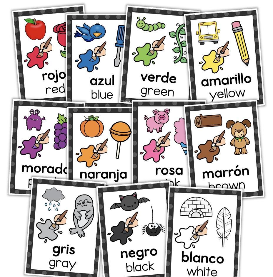 Los Colores SPANISH Color Posters Bilingual Spanish Classroom Decor - Etsy