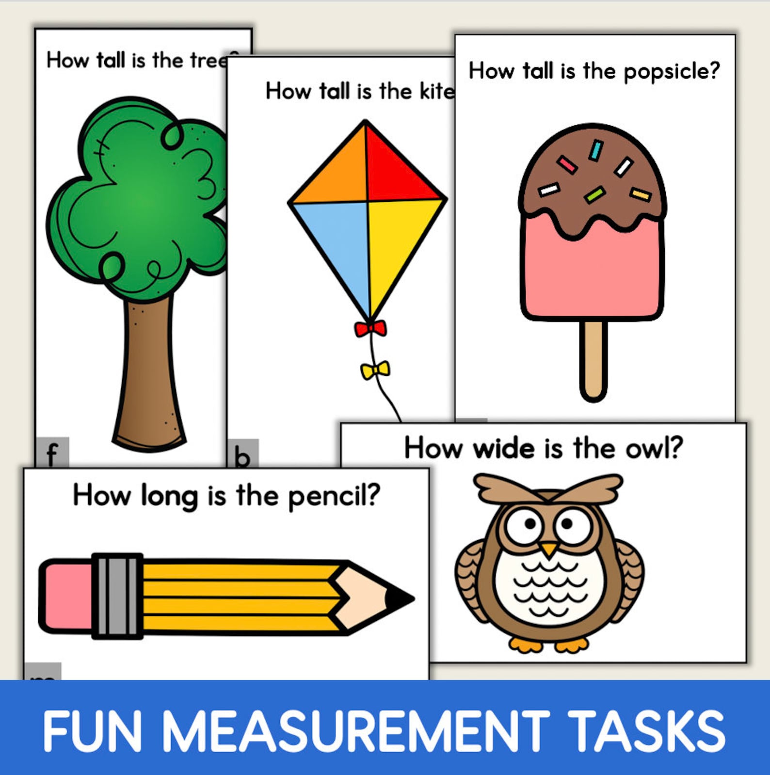 Learning to Measure Activities Kindergarten 1st Grade Math Task Cards ...