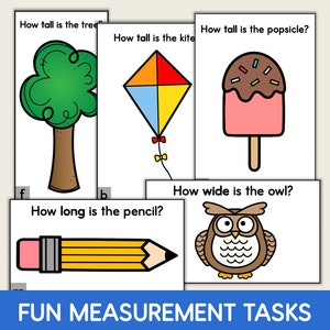 Learning to Measure Activities Kindergarten 1st Grade Math Task Cards ...