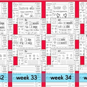 Kindergarten Daily Practice Worksheets FULL YEAR Spiral Review Phonics ...