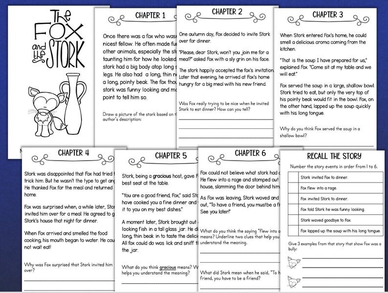 AESOP'S FABLES Printable Books Reading Comprehension - Etsy