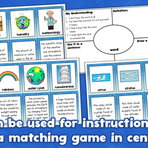 Weather and Climate Vocabulary Cards With Pictures & Definitions ...