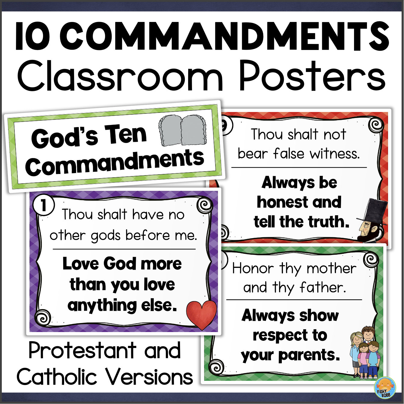 The Ten Commandments Printable Posters Christian Classroom Homeschool ...