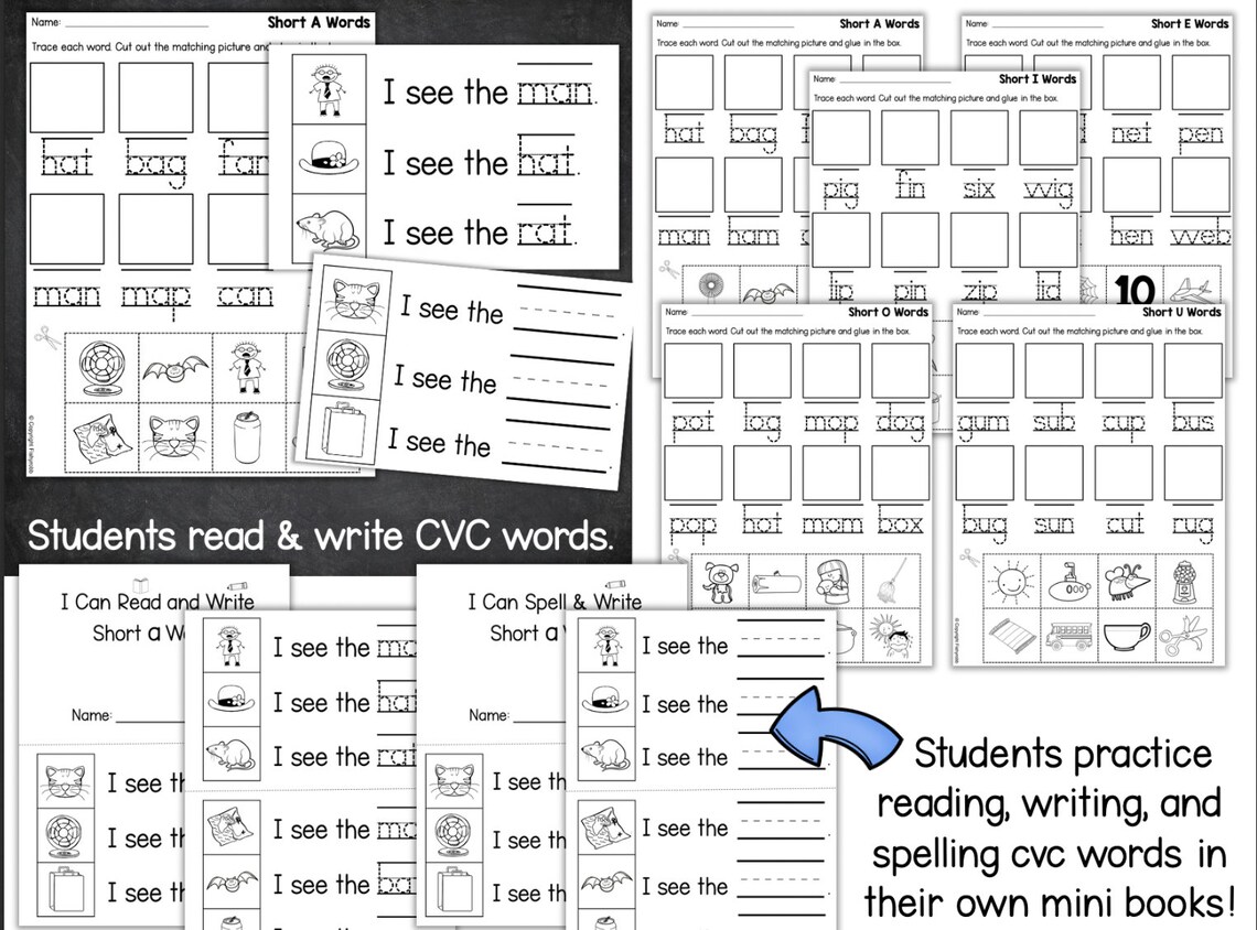Learn to Read & Write CVC Words Short Vowels Worksheets - Etsy