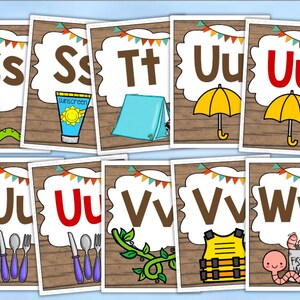 Printable CAMPING Theme ABC Alphabet Posters & Word Wall Letters A to Z ...