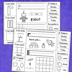 Kindergarten Daily Reading and Math Practice Morning Work Worksheets ...