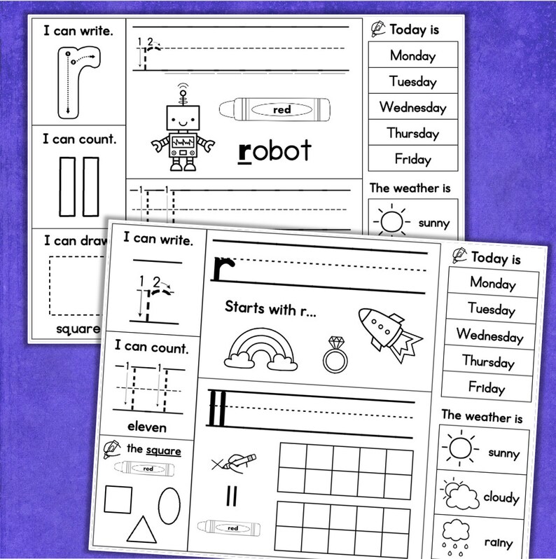 Kindergarten Daily Reading and Math Practice Morning Work Worksheets ...
