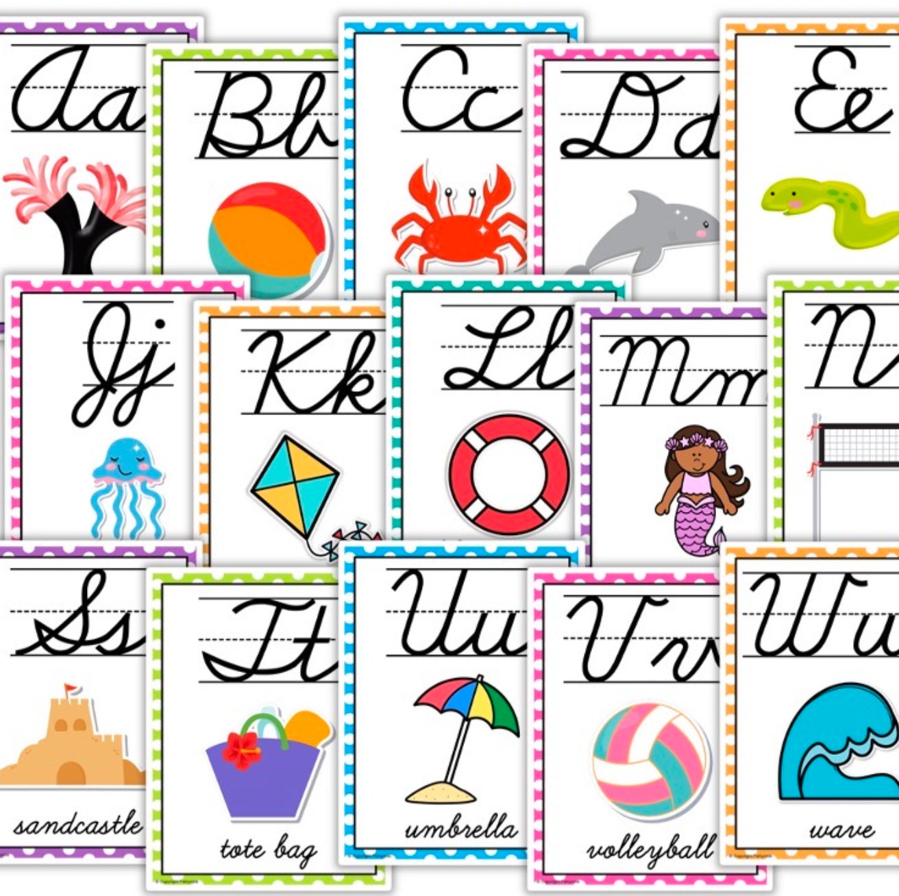 Printable BEACH Theme ABC Alphabet Posters Letters A to Z - Etsy UK