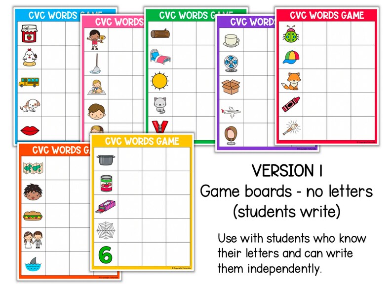Kindergarten Learn to Read Word Building GAME Short Vowel CVC Words ...