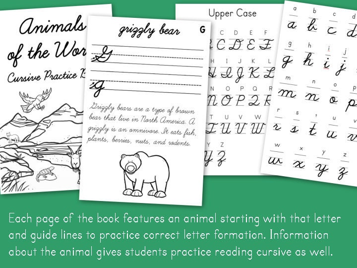 Printable Wild Animals Cursive Alphabet Posters & Handwriting - Etsy