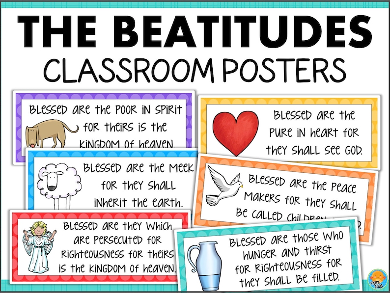 The Beatitudes Bulletin Board Set Posters & Worksheets - Etsy
