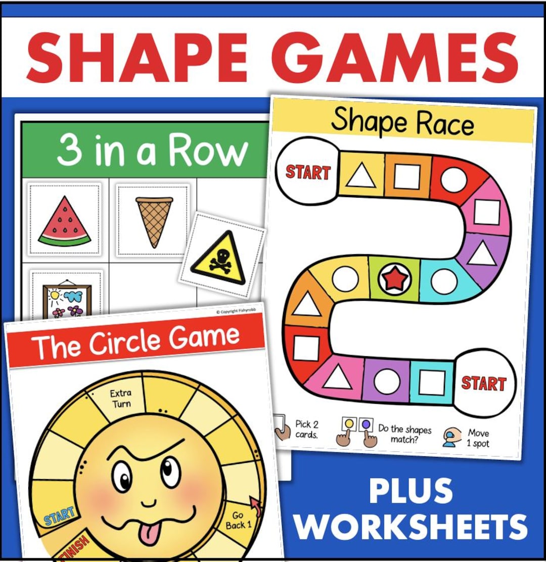Learning Shapes Printable Games and Worksheets Prek Kindergarten - Etsy