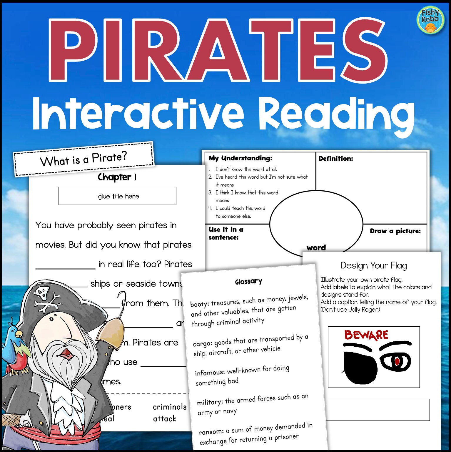 PIRATES Reading Comprehension Activity Book Printable Digital 2nd 3rd ...