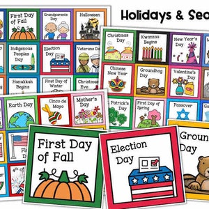 Pocket Chart Calendar Cards HOLIDAYS & EVENTS Classroom Homeschool - Etsy