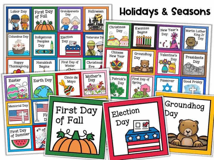 Pocket Chart Calendar Cards HOLIDAYS & EVENTS Classroom Homeschool - Etsy