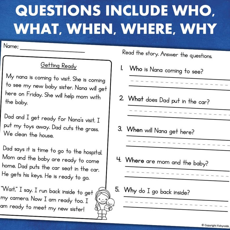 1st 2nd Grade Reading Comprehension Decodable Stories With WH Questions ...