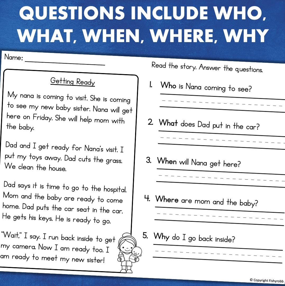 1st 2nd Grade Reading Comprehension Decodable Stories With WH Questions ...