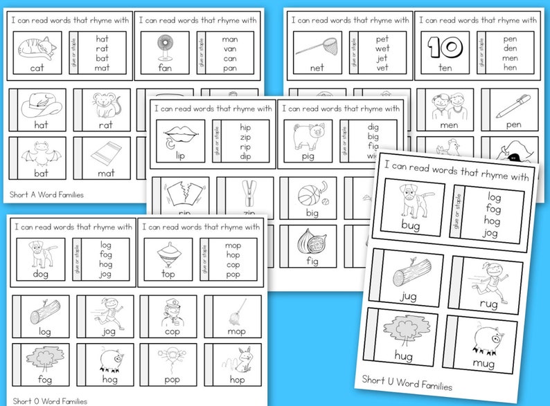 Rhyming Words Learn to Read Worksheets Activities Preschool - Etsy