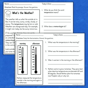 Weather and Seasons Science Reading Worksheets 2nd 3rd Grade Homeschool ...