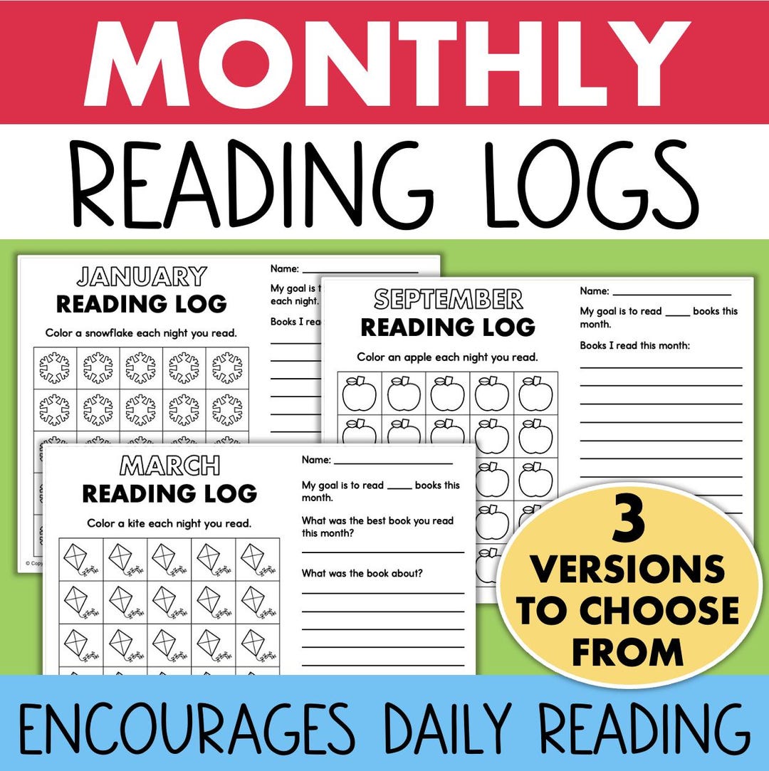 Printable Monthly Reading Logs for Kids and Reading Challenge Sheets - Etsy