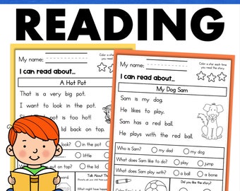 Kindergarten at Home Reading Worksheets Comprehension - Etsy