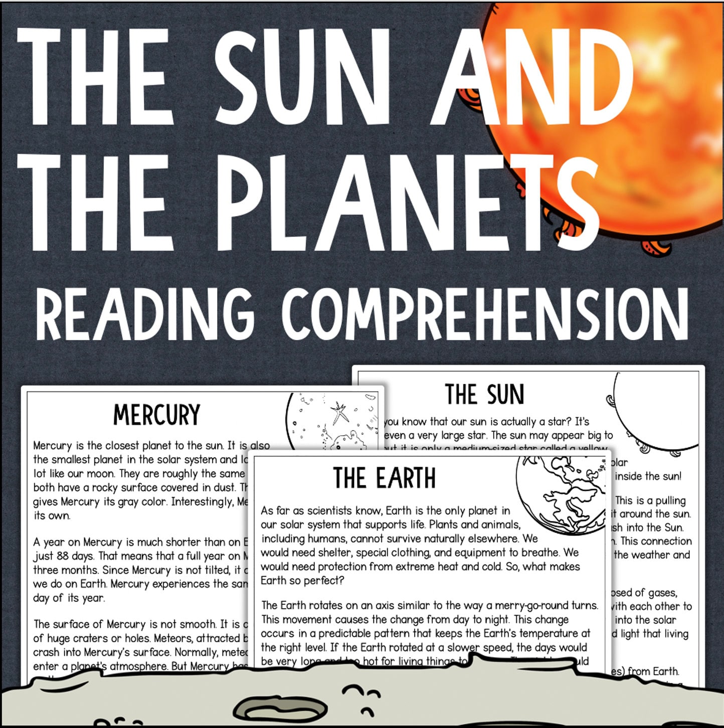 SOLAR SYSTEM Sun Planets Reading Worksheets Passages With Comprehension Questions Homeschool ...