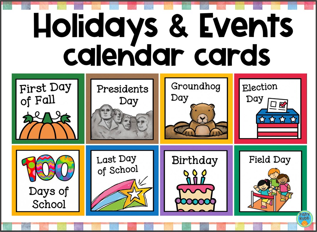 Pocket Chart Calendar Cards HOLIDAYS & EVENTS Classroom - Etsy