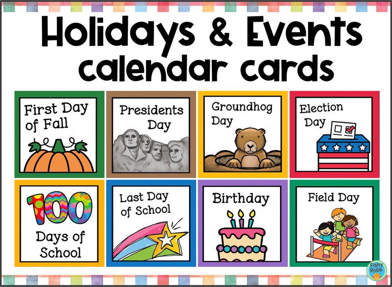 Pocket Chart Calendar Cards HOLIDAYS & EVENTS Classroom - Etsy