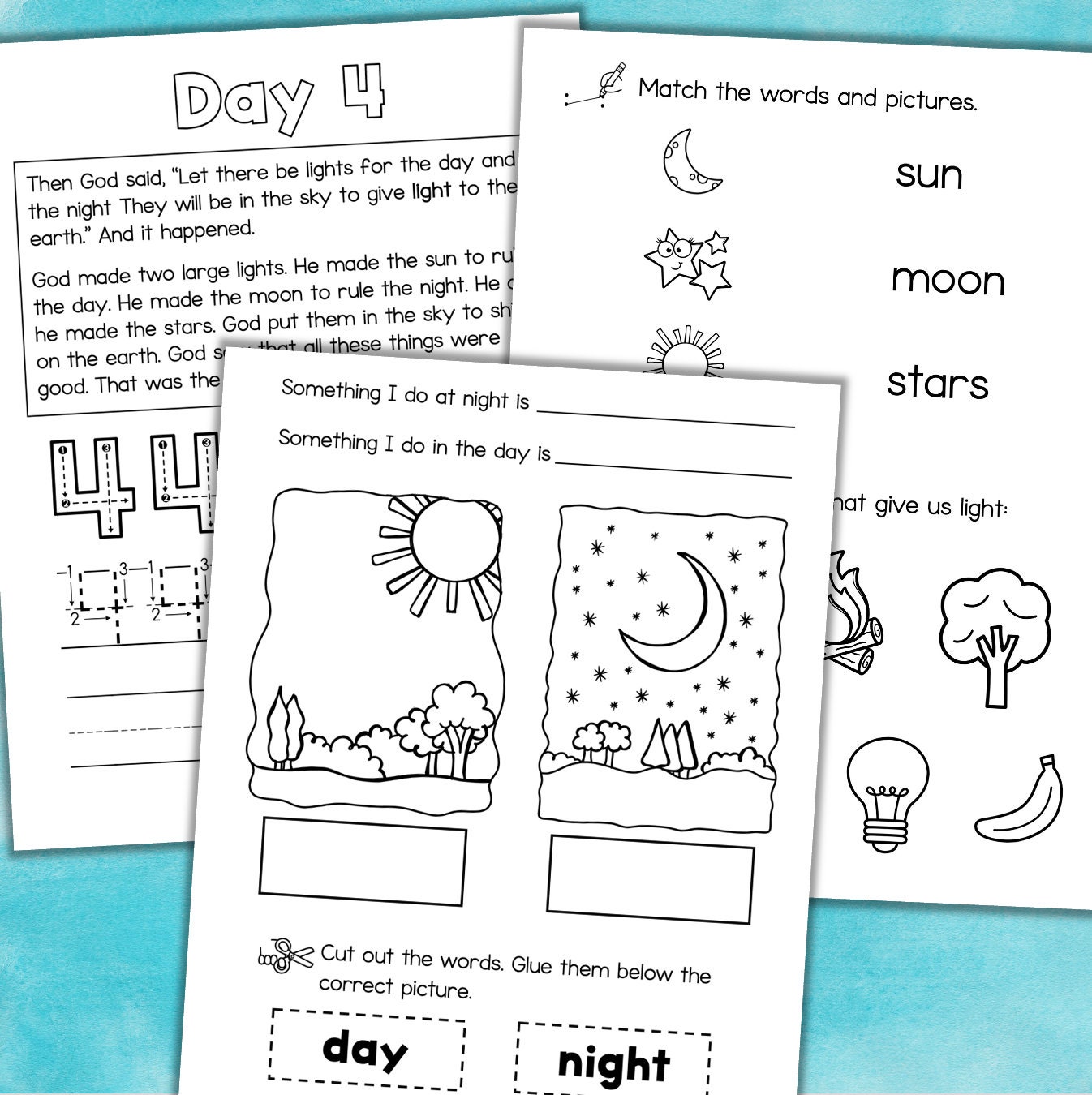 7 Days of Creation Story Posters, Book - Bible Sunday School Christian ...