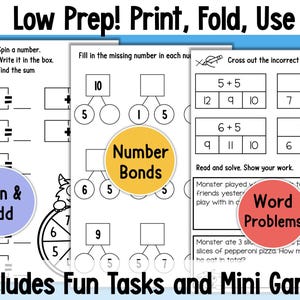 1st Grade Addition Math Facts Printable Practice Booklets Fact Fluency ...