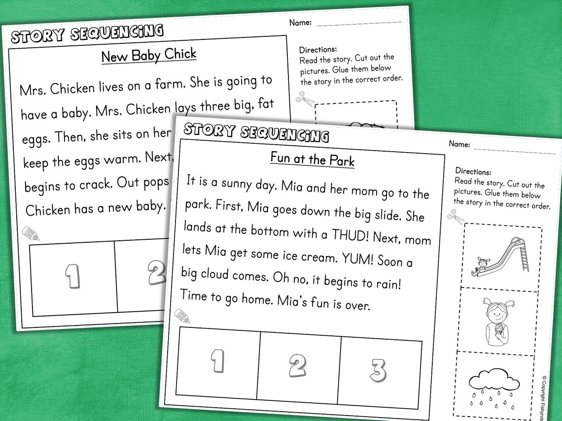 1st Grade Reading Comprehension Story Sequencing Cut & Glue - Etsy