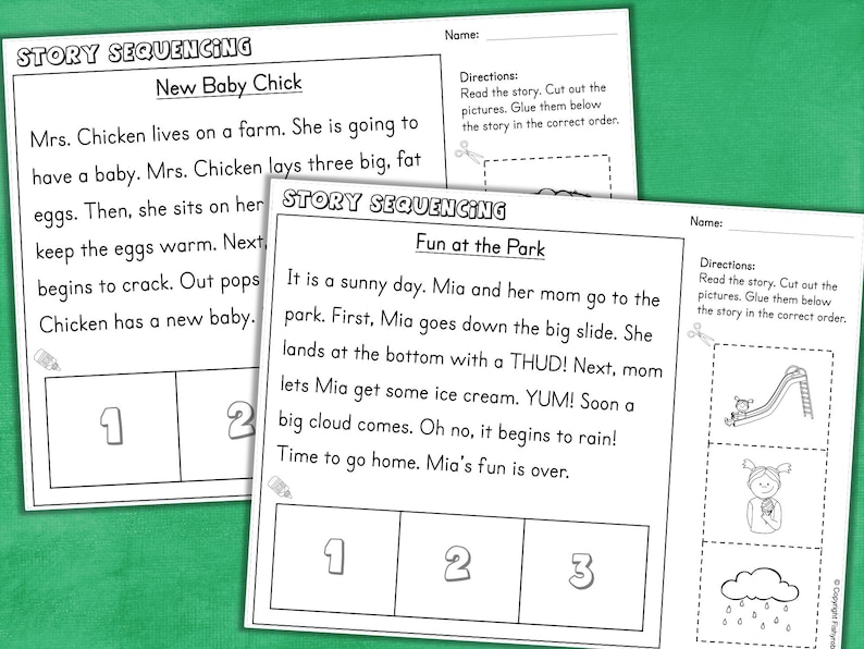 1st Grade Reading Comprehension Story Sequencing Cut & Glue - Etsy