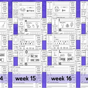 Kindergarten Daily Practice Worksheets FULL YEAR Spiral Review Phonics ...