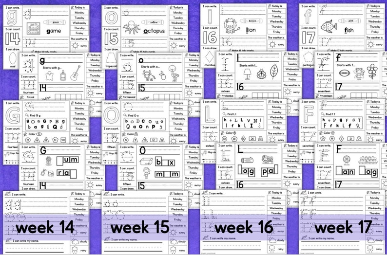 Kindergarten Daily Practice Worksheets FULL YEAR Spiral Review Phonics ...