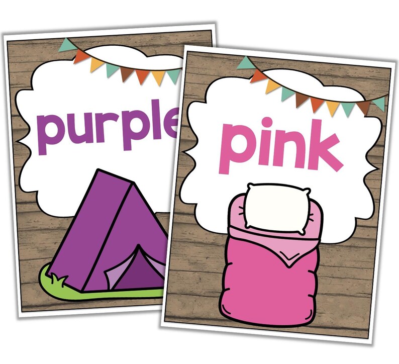 Printable Camping Theme COLOR Posters Classroom Decor Learning Colors ...