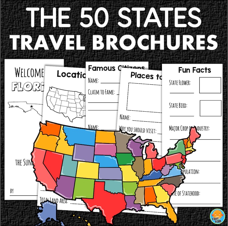 The 50 States United States Geography Research Activity Travel Brochure ...