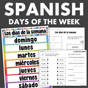 Días De La Semana SPANISH Days of the Week Posters and Worksheets ...