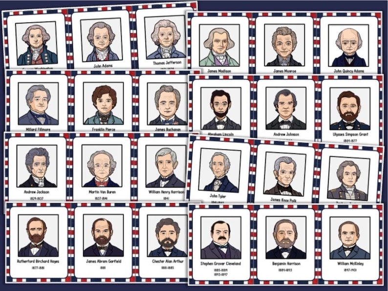 American Presidents Research Fast Facts Flash Cards United States U.S ...