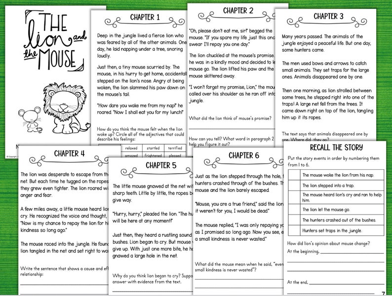 AESOP'S FABLES Printable Books Reading Comprehension BUNDLE 2nd 3rd ...